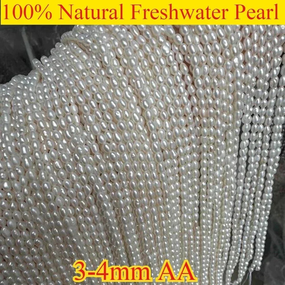 Натуральный жемчуг рис 3-4 мм белый