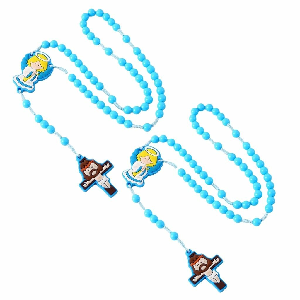 2 нитки детских четок с подвесным крестом Virgin Angel-Голубой Ангел