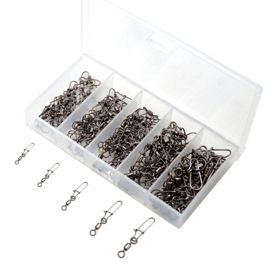 50 шт./компл. Рыболовные Соединители Набор Штыревых Подшипников Качения Из Нержавеющей Стали Вертлюги Оснастка Для Приманок Крючок Снасти Аксессуар