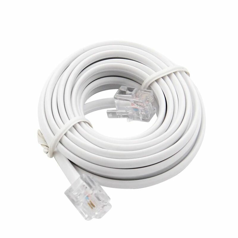 Модульные телефонные кабели RJ11 6P2C, белые, удлинительные кабели типа «папа-папа» 15 м/12 м/9 м/6 м/3 м