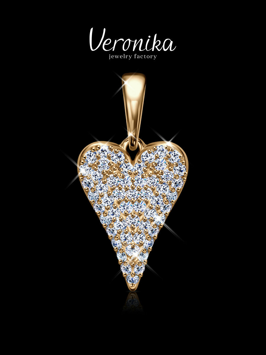 Подвеска, серебро, 925 проба, золочение, фианит