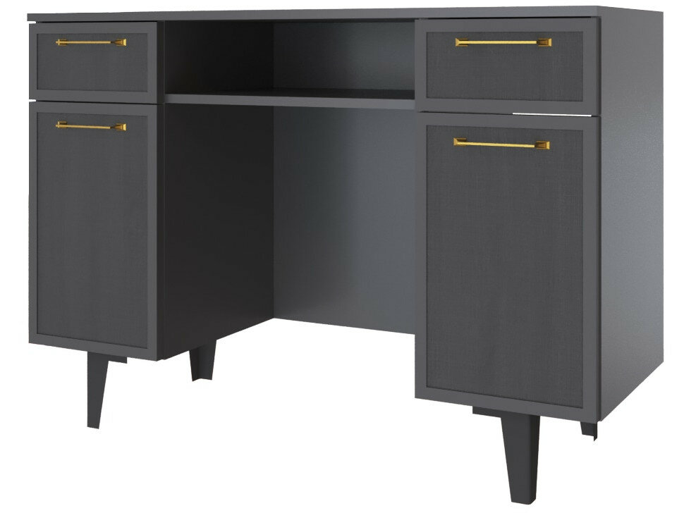 Стол косметический с 2-мя распашными дверцами и ящиками, Графит серый