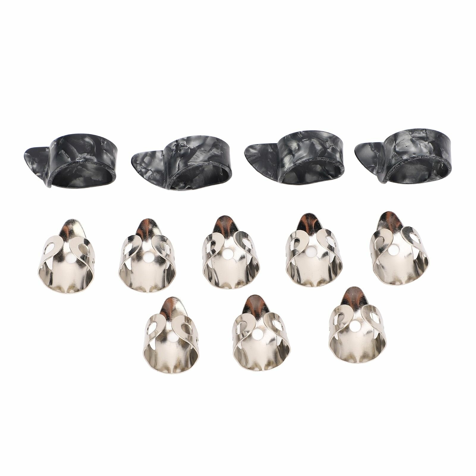 Набор регулируемых медиаторов для большого пальца для бас-гитары, 8 шт, нержавеющая сталь, для левой и правой руки, 4 шт, AB