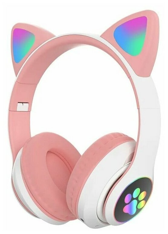 Беспроводные Bluetooth наушники с подсветкой "Кошачьи ушки" / Bluetooth наушники / Наушники кошки / Наушники с подсветкой / Детские наушники