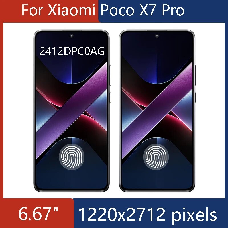 Оригинальный дисплей для Xiaomi Poco X7 Pro 2412DPC0AG, детали сенсорного экрана White with frame