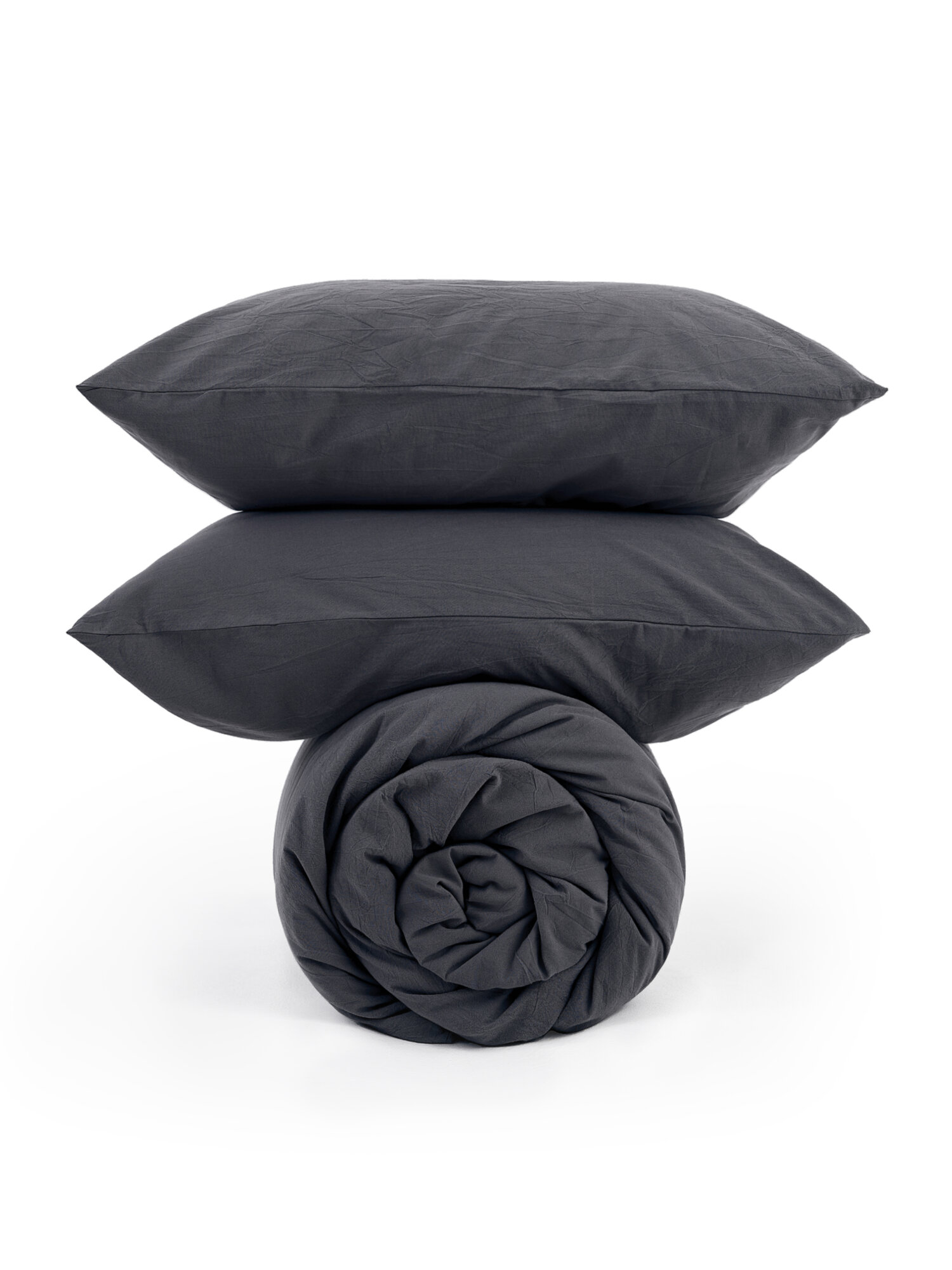 Комплект постельного белья MORФEUS (морфеус) - Melange Black (чёрный), 2-спальный, вареный хлопок