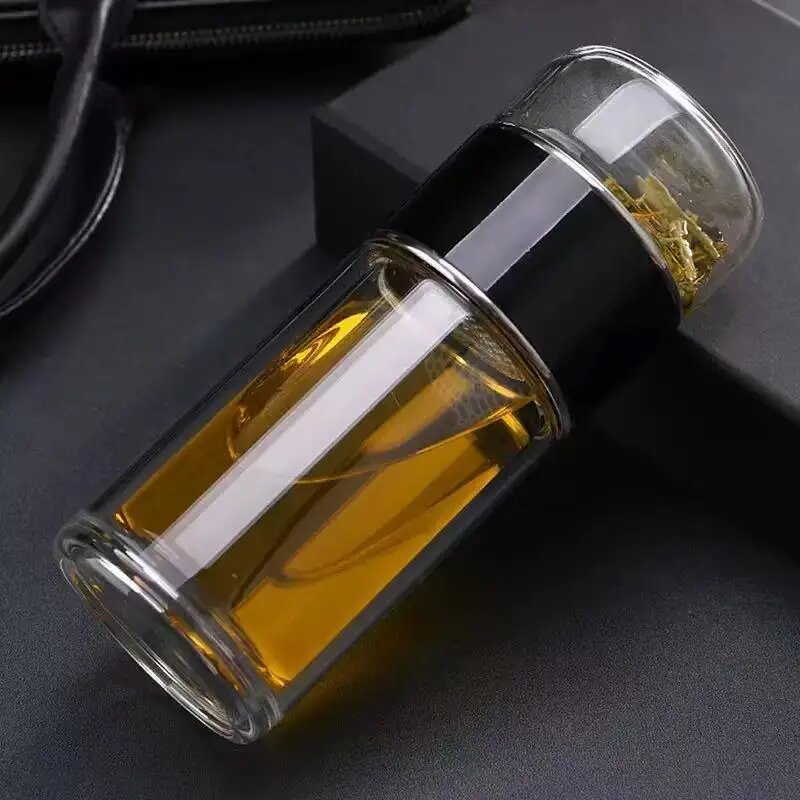 Бутылка для воды из боросиликатного стекла 420 мл 420ml, Черный, Black
