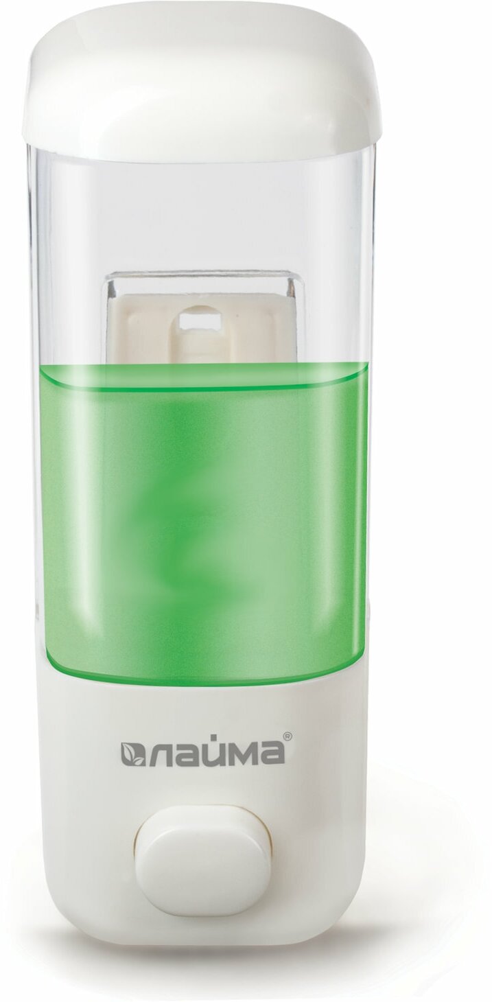 Диспенсер для жидкого мыла лайма, наливной, 0,5 л, ABS-пластик, белый 601792