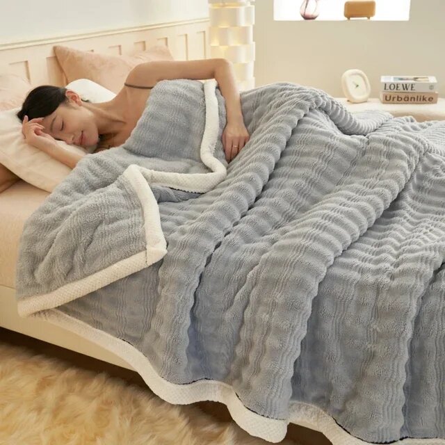Плюшевые одеяла с имитацией кролика на осень и зиму, теплые одеяла для кровати, мягкое, пушистое, впитывающее, дышащее, теплое одеяло
