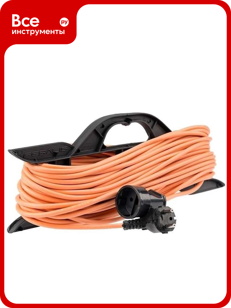 Удлинитель силовой ARTSUN ПВС 2x1,0 мм², длина 25 м, максимальная нагрузка 4000 Вт, 1 розетка, черный корпус, оранжевый