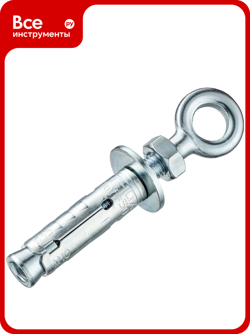 Анкер с кольцом Tecfi DX ZN М10x60 (2 шт)- пакет 148893, стальной, углеродистая сталь с оцинкованным покрытием