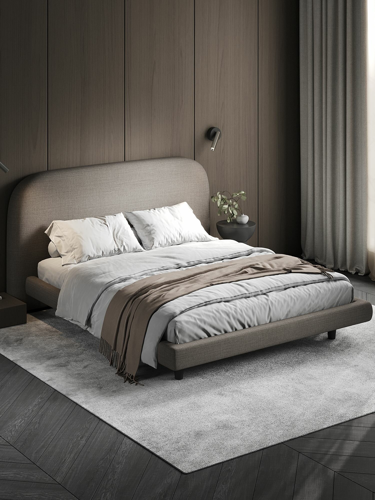 Кровать Альтхоум Lounge 7 Матрац 180х200 см/Каркас кровати 220х222 см коричневый, рогожка