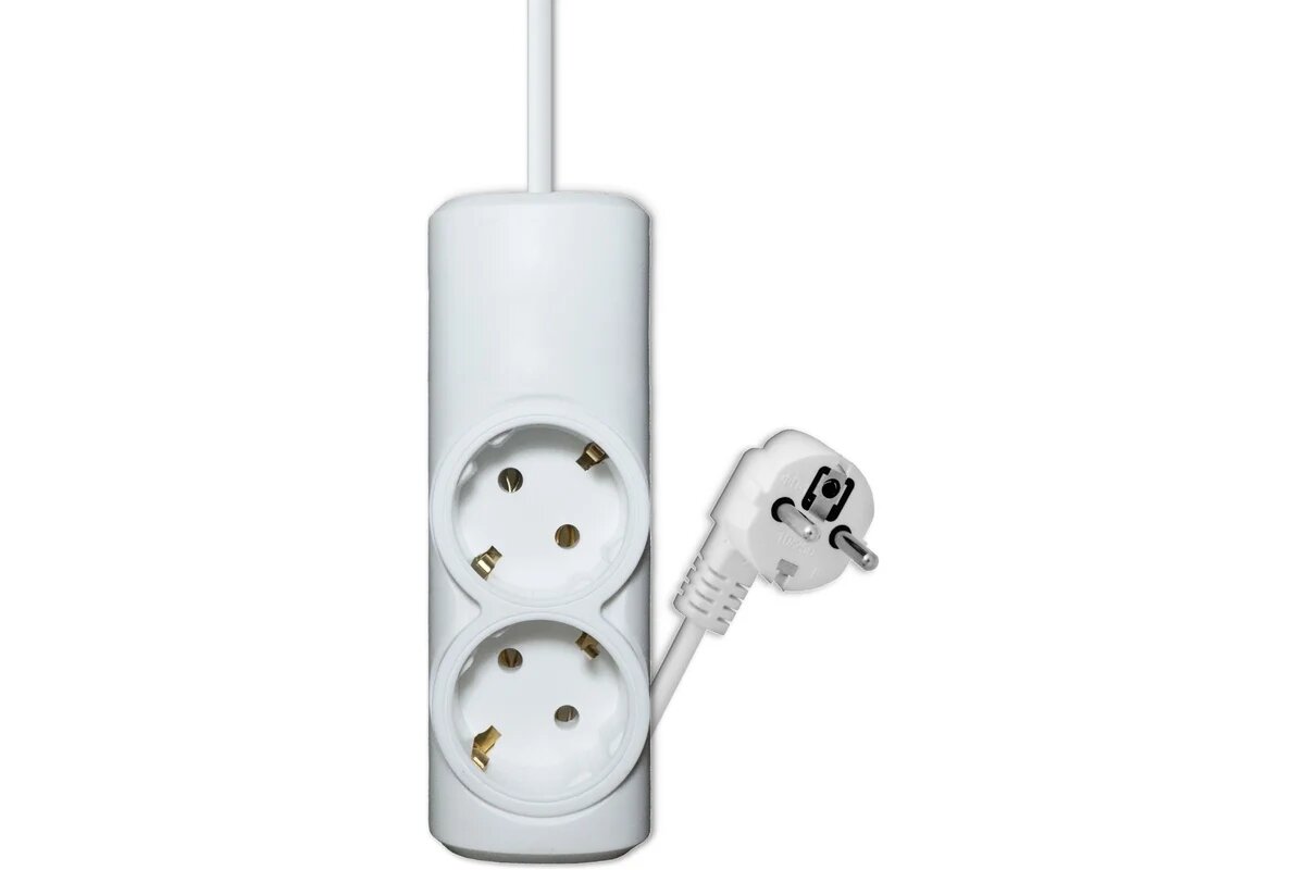 PROGIX Удлинитель сетевой 2 розетки, 3 м, кабель 3x1.5 мм², цвет белый, модель PG221