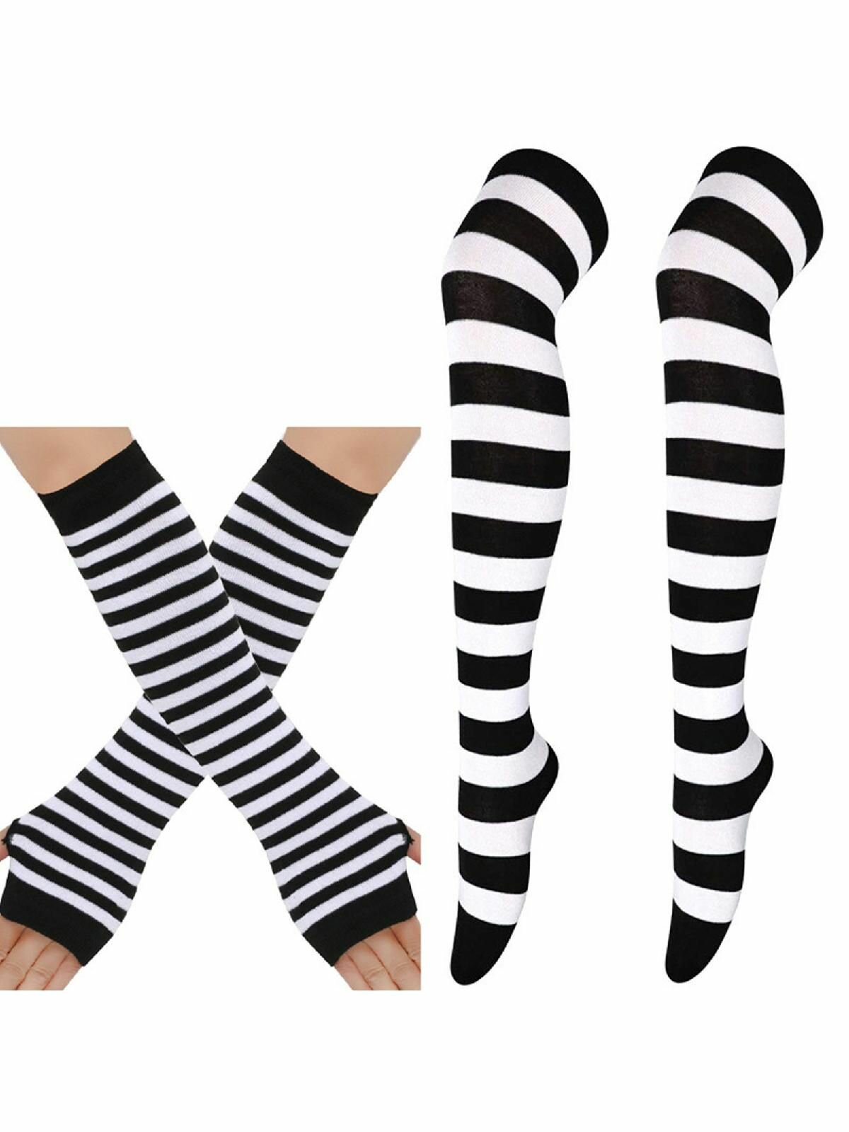 Полосатые чулки и перчатки