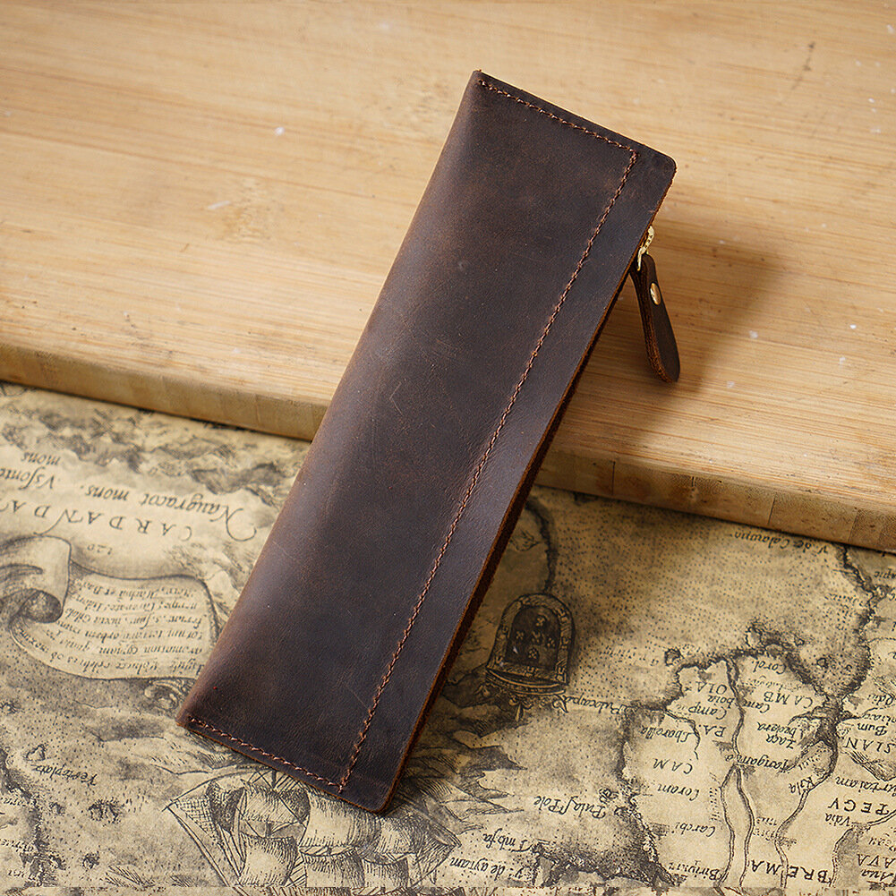 Пенал Crazy Horse, для карандашей, кожаный, 6-8 карандашей