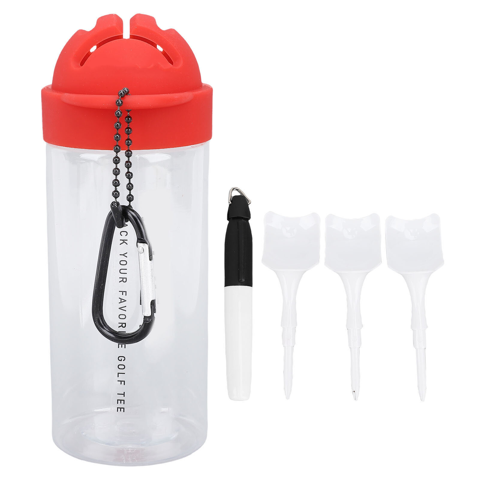 Подставки для мячей Club Ball Tees с бутылочкой для хранения и маркером, пластиковые, портативные, лепесткообразные, аксессуар для мячей Club Ball Tees, красные.