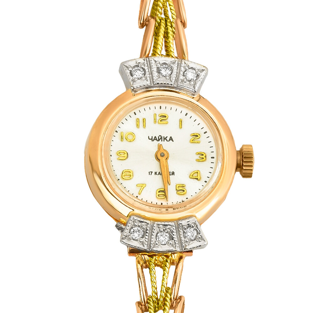 часы из красного золота, с бриллиантами