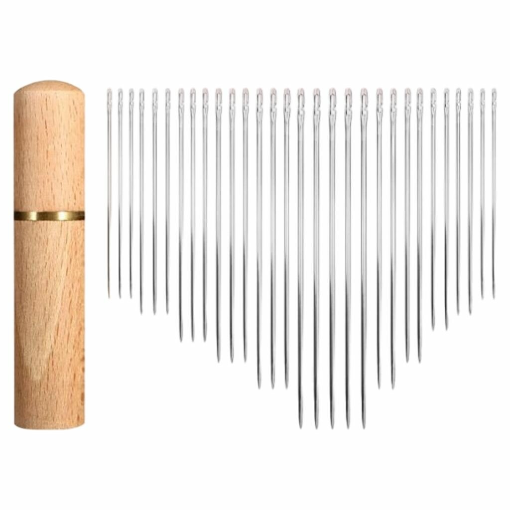 Игольчатый бочонок плюс 30 смешанных бытовых игл для ручной вышивки без игл в упаковке цвета дерева