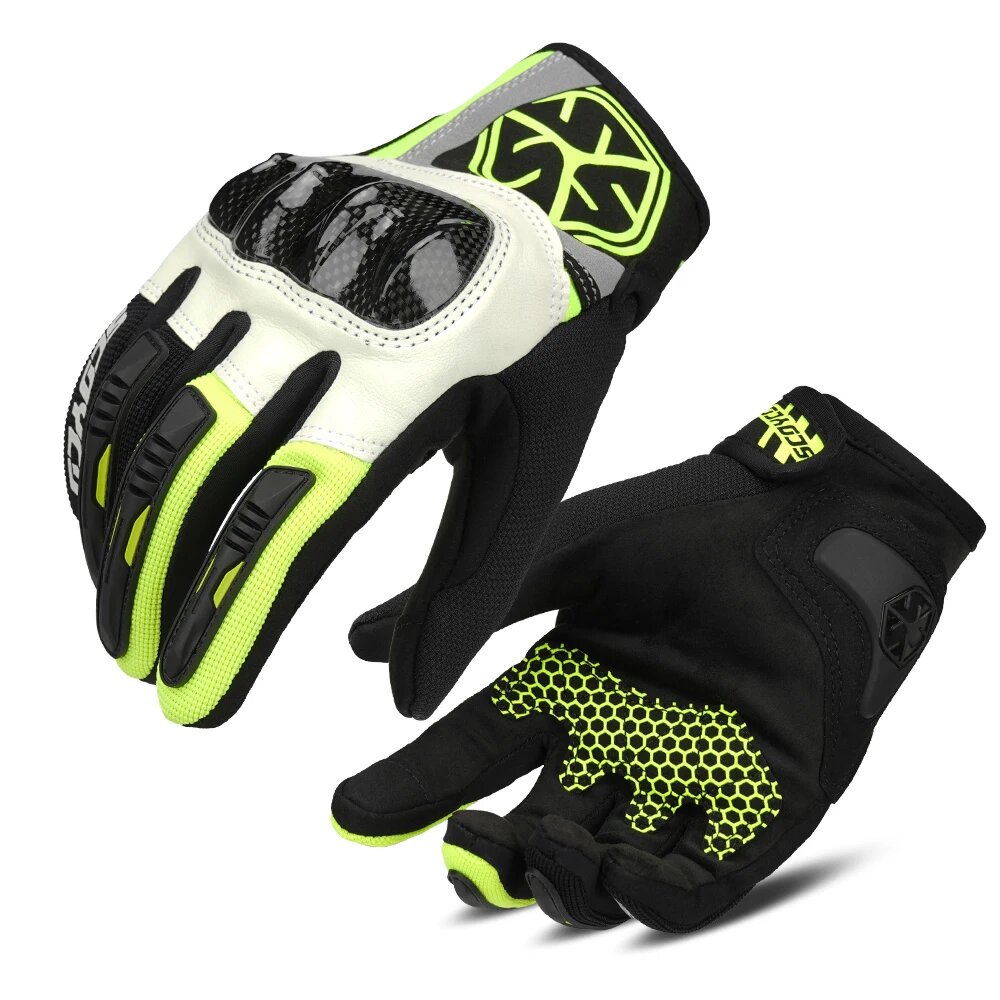 SCOYCO перчатки для мотокросса износостойкие байкерские дышащие перчатки противоскользящие мотоциклетные перчатки анти-падение аксессуары для мотоциклов Зеленый, S, MC122-H
