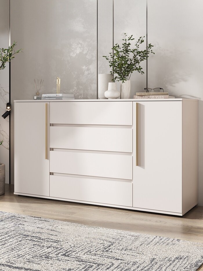 Комод напольный «Норд», 2 двери, 4 ящика, 1600×450×900 мм, цвет кашемир/кашемир