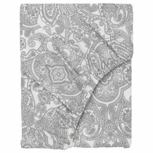 JATTEVALLMO Простыня натяжная икеа, белый/серый 180x200 см (60436594)