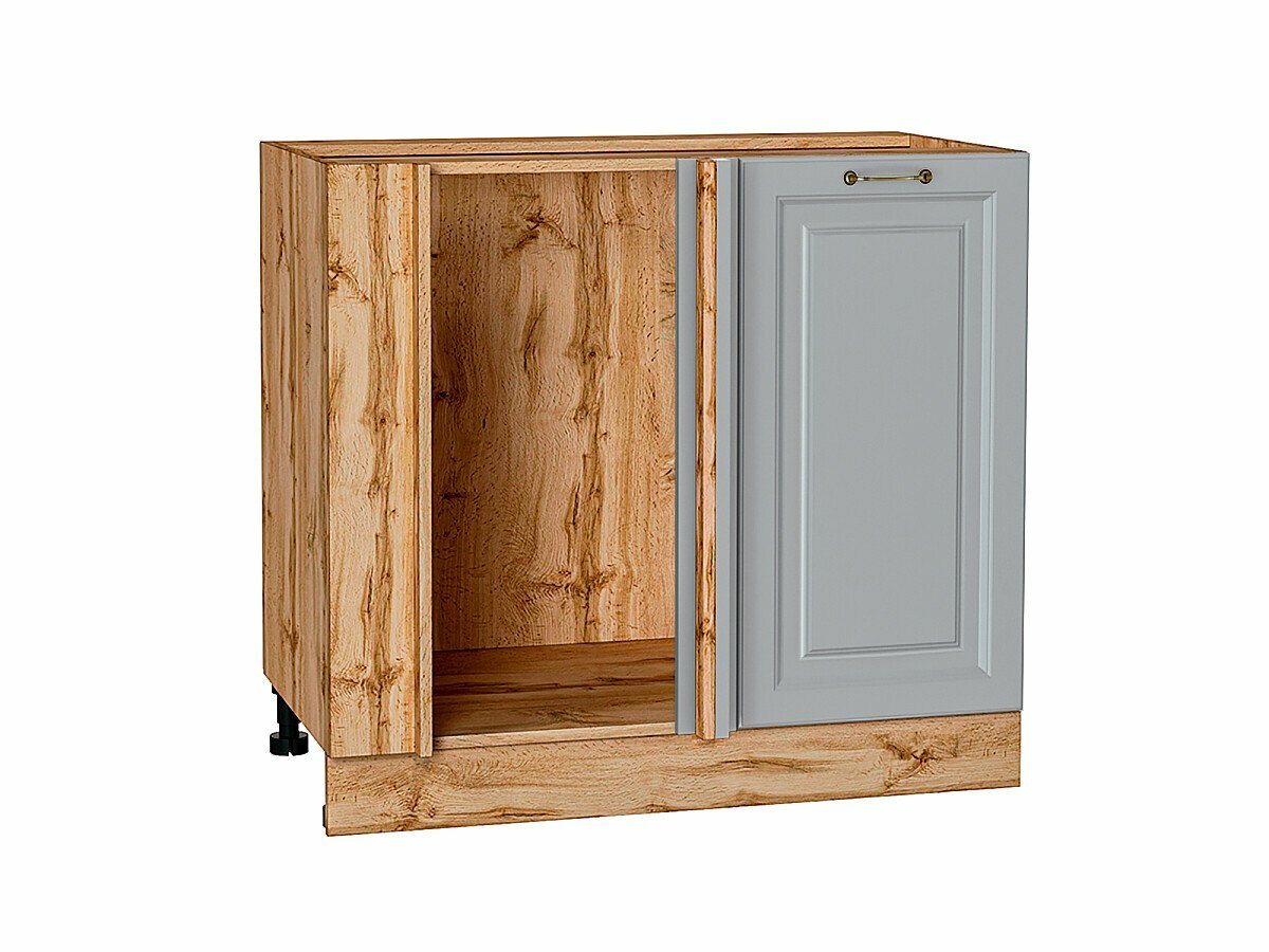 Шкаф нижний угловой Ницца, цвет фасада Графит, цвет каркаса Дуб Вотан, 816*890*478 мм