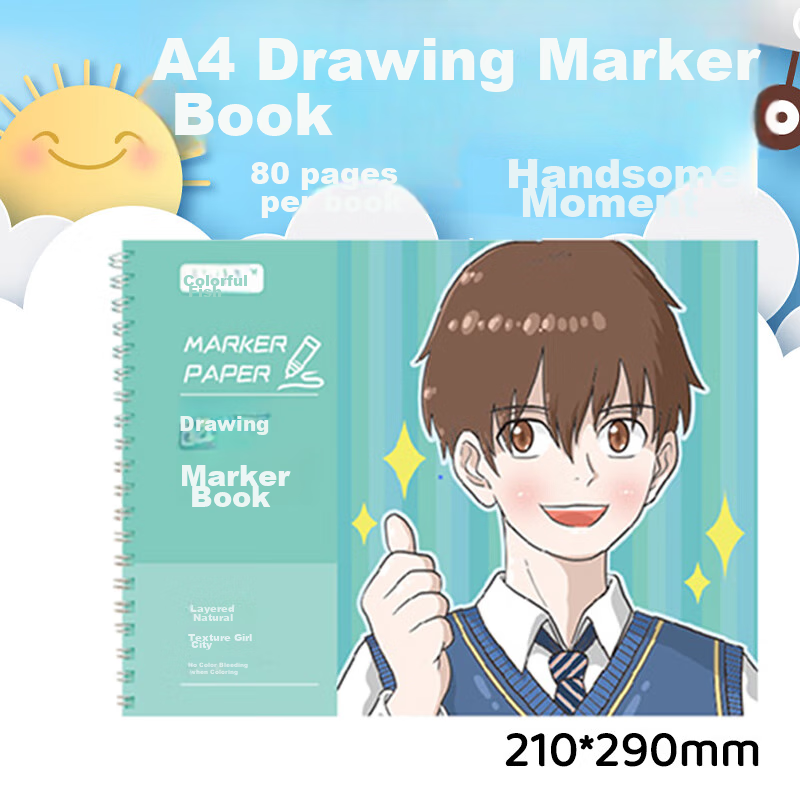 Tuotuoyu A4 Sketchbook, Drawing Pad, Children's Marker-Specific Quick Drawing Book, Thick Paper for Drawing, Back-To Gift