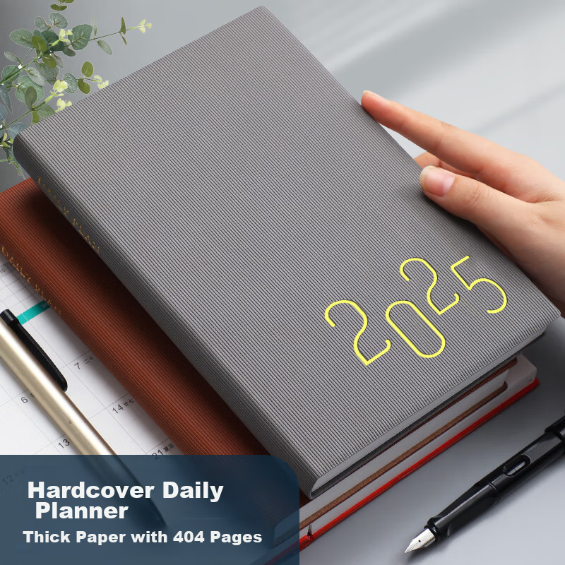 Falamon 2025 Self-Fill Time Management Efficiency Handbook, College Student 365-Day Daily Planner, Notebook, Stationery, Schedule, Work Reminder Planner, Gray