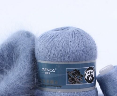 Пряжа Menca Пух норки 864 серо-голубой (50г/350м, упаковка 5 мотков+5 катушек)