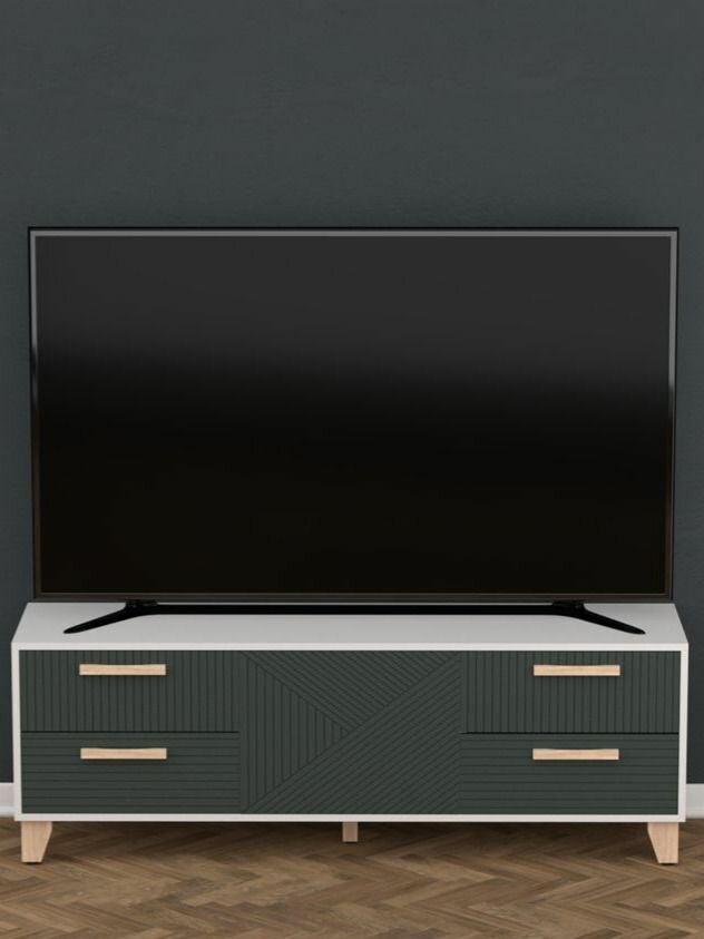 Тумба-створка под ТВ Копенгаген Белый / Авокадо (12 Стульев)