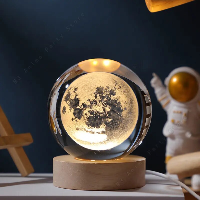 Лампа Crystal Ball Night Light, 3D, хрустальный шар, лазерная гравировка, LED, USB