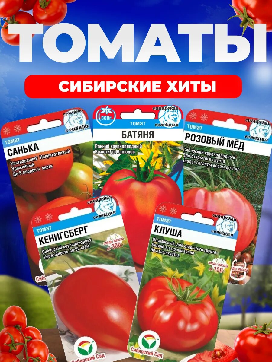 Семена томатов Сибирские Хиты 5 пакетов