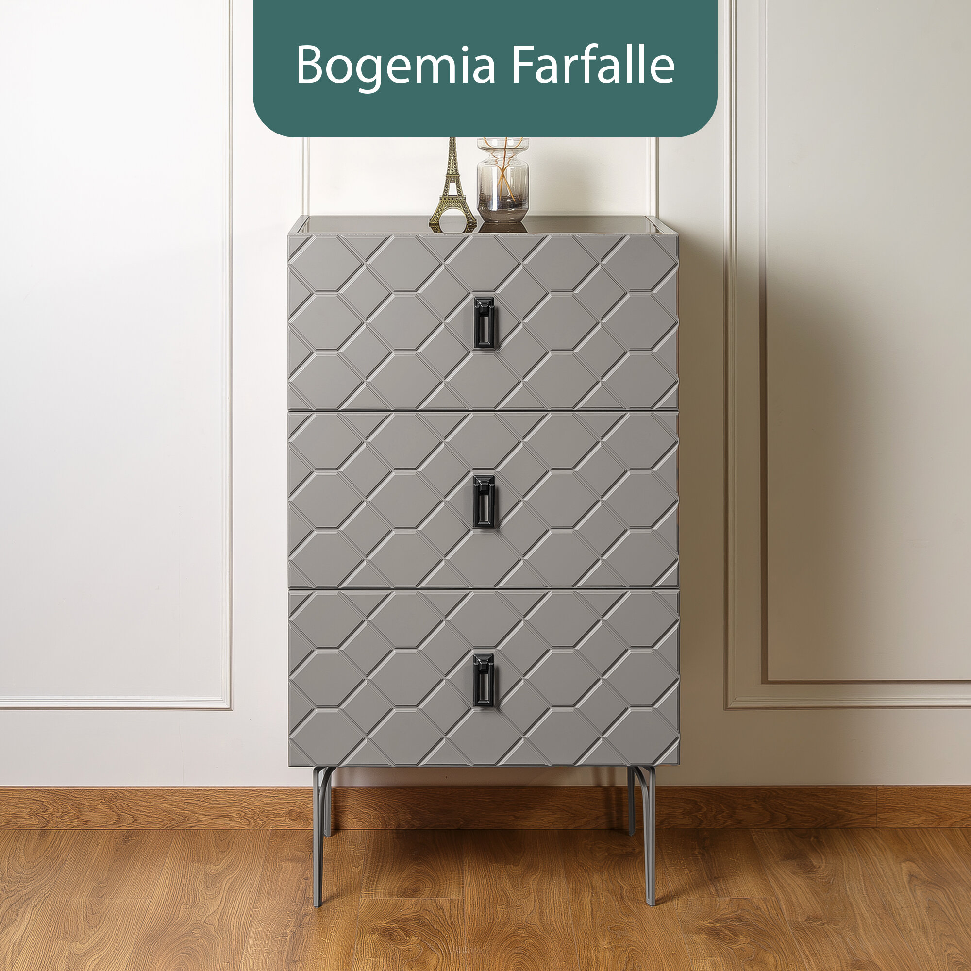 Комод Bogemia Farfalle. Grey/черный
