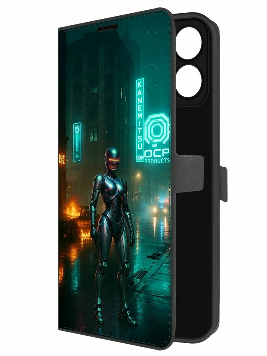 Чехол-книжка Krutoff Eco Book для Honor X7c Леди Робокоп (черный)