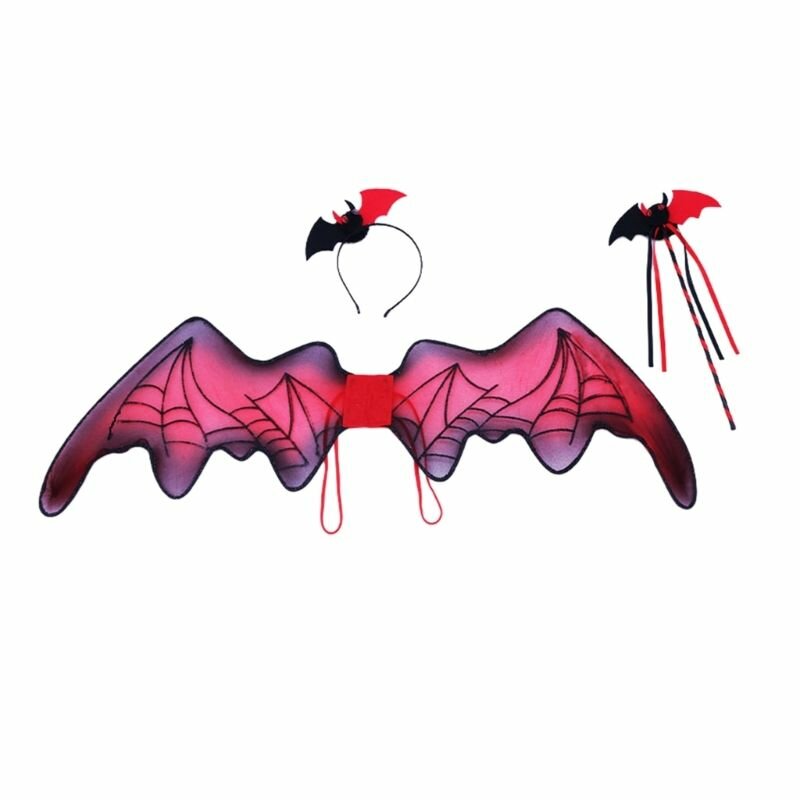 Набор костюма летучей мыши с крыльями, ободком и волшебной палочкой, - Набор из трех частей r