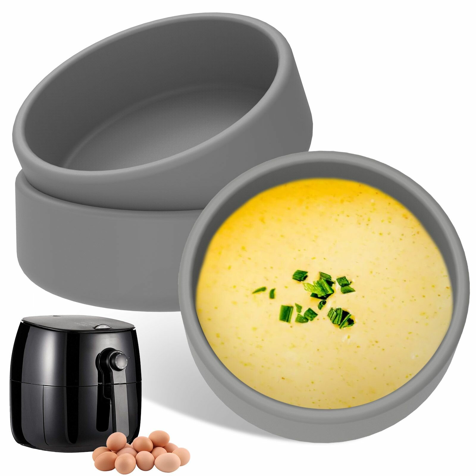 Пашотница для яиц силиконовая, Набор из 3 силиконовых форм для выпечки, для аэрогриля и духовки, большая вместимость