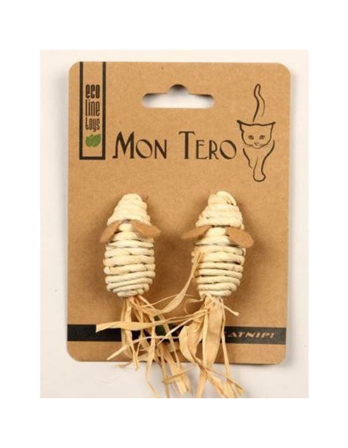 Мон Теро ЭКО игрушка для кошек "Мышь", 2шт х 5 см, с кошач. мятой, бежевые 6211