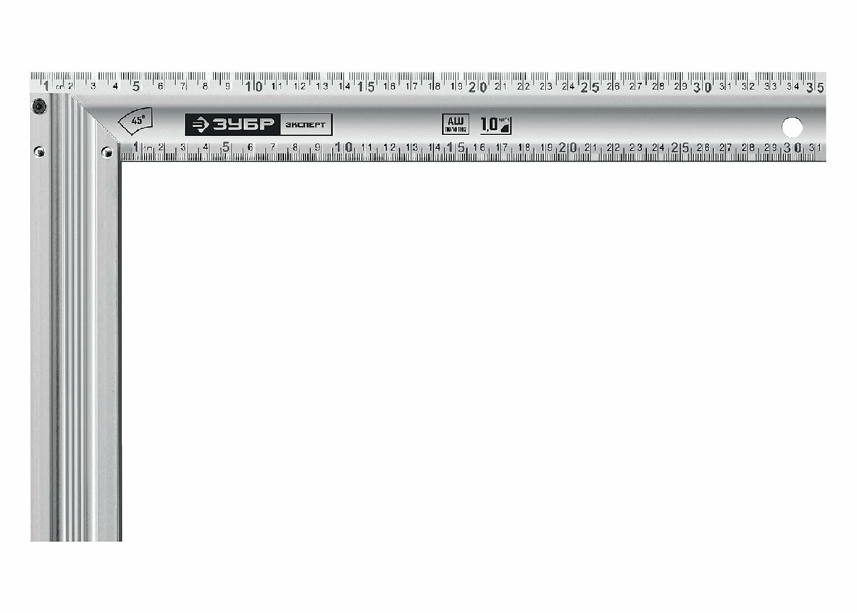 Жесткий столярный угольник ЗУБР эксперт 350 мм алюминиевый толщина 2 мм точность 1 мм профессиональный