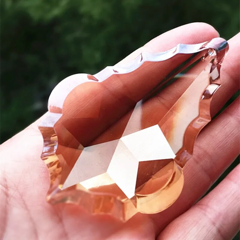 Хрустальные подвески TZ, кленовый лист, шампань, 100 мм