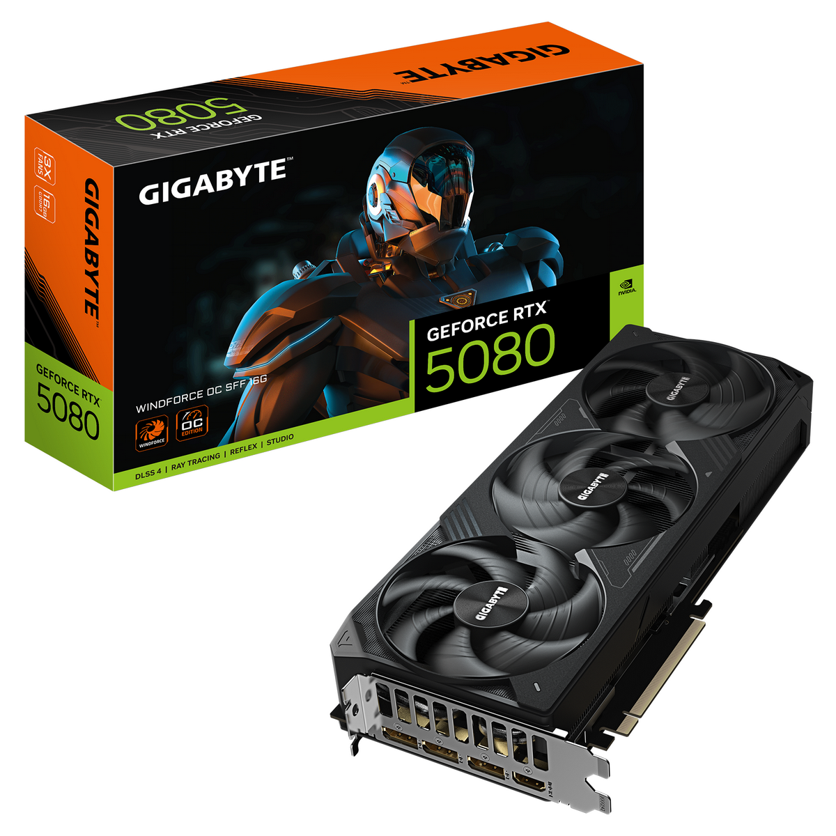 Видеокарта Gigabyte GeForce RTX 5080 16 ГБ (RTX5080 WINDFORCE OC SFF 16GB), RTL