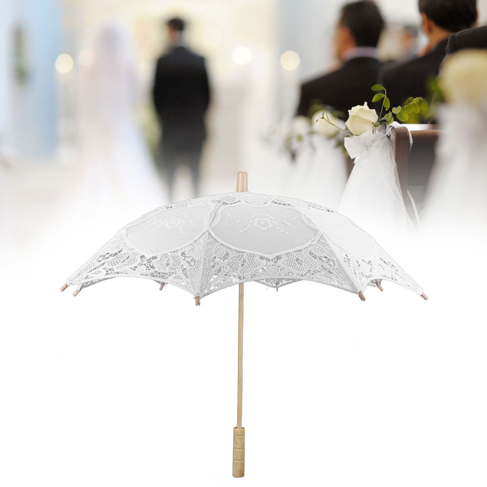Кружевной зонтик, свадебный зонтик, зонтик для фотографий, реквизит, свадебные принадлежности, L, белый