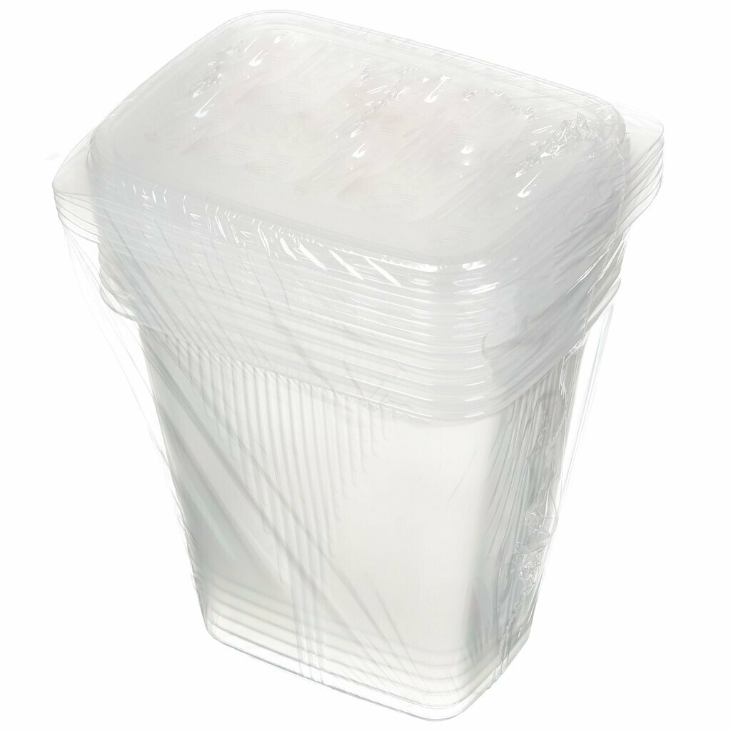 Набор одноразовых контейнеров КНР Тавра Салатный, с крышкой, 500 мл, 6 шт