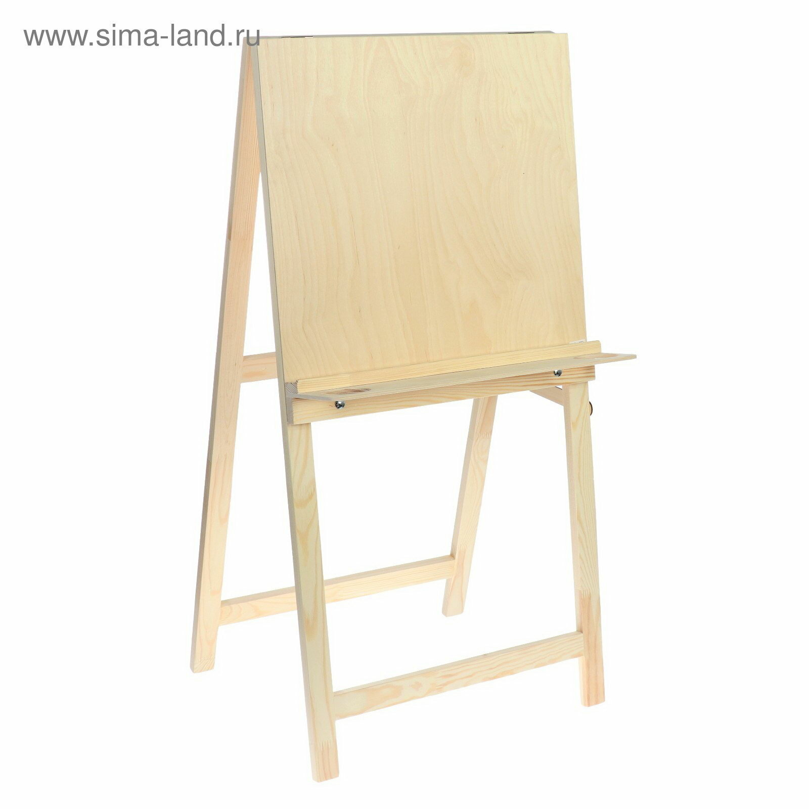 Мольберт тип "Хлопушка", 100x50x55 см, планшет 50x50 см, полка с двумя подстаканниками, неокрашенное дерево