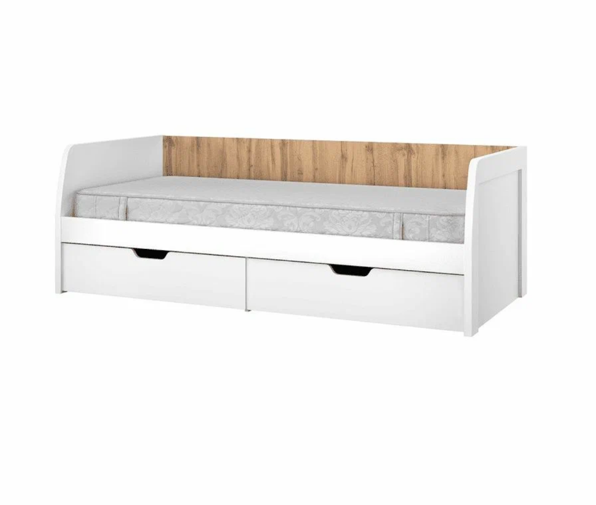 Кровать Anrex TAURUS 90-2, 206.9 x 71.4 x 94.2 см, цвет: белый /ДУБ вотан