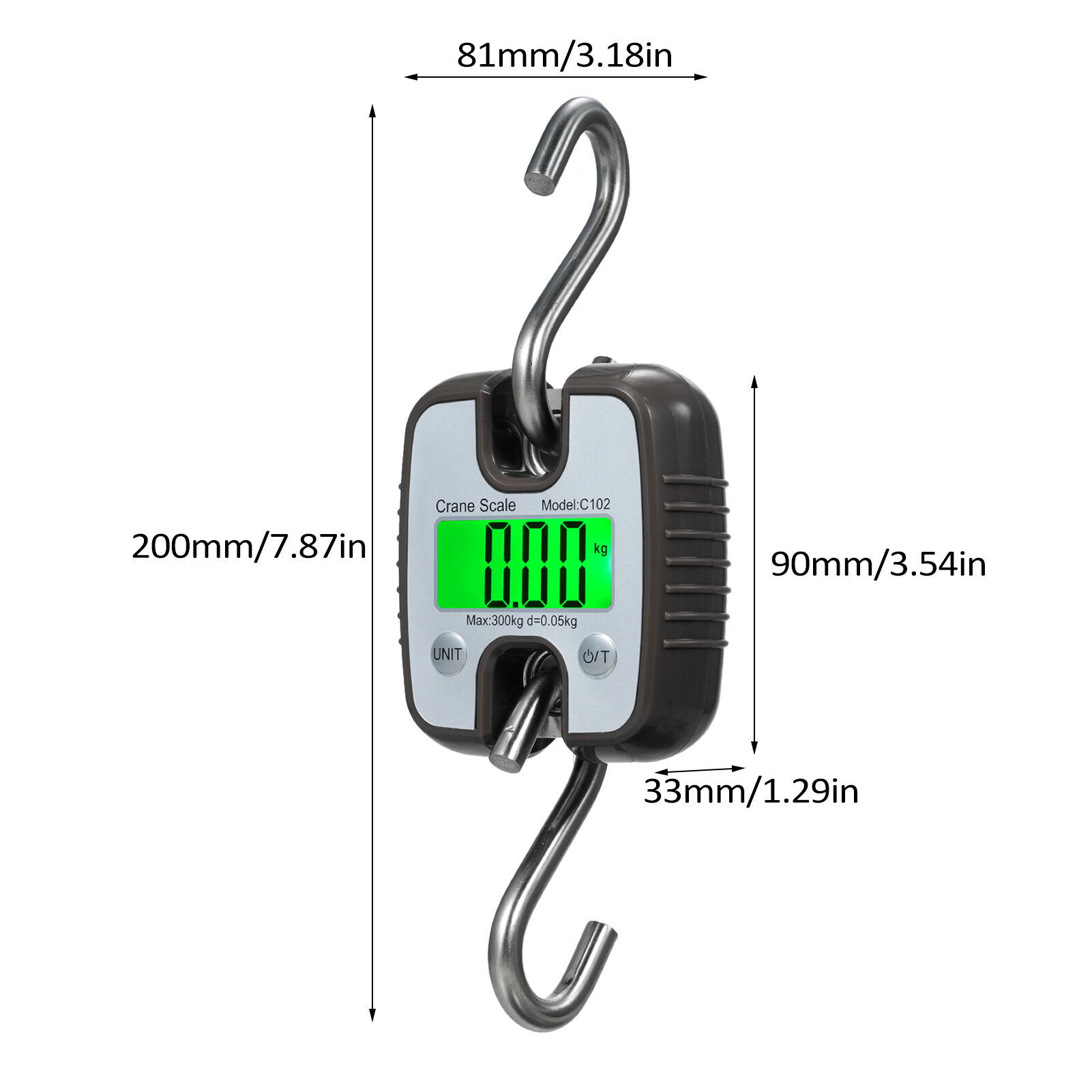Мини крановые весы 300 кг. Портативные, водонепроницаемые, электронные, с крюком и ЖК-дисплеем.