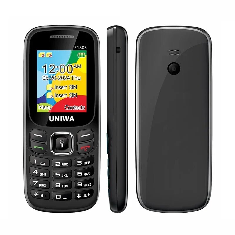 UNIWA E1803 Черный, 2G, Dual SIM, Мини-телефон для пожилых