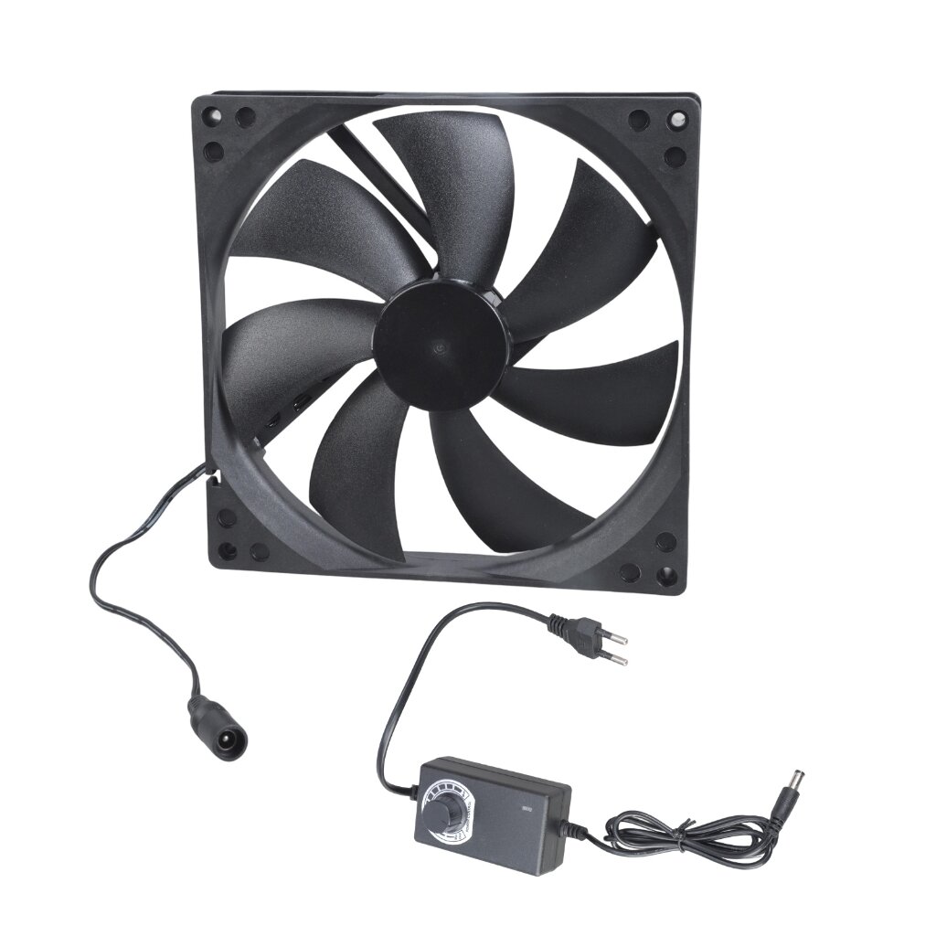 180-мм вентилятор с двойным шарикоподшипником, 12 В, разъем 5,5x2,1 мм, тонкий, 25 мм