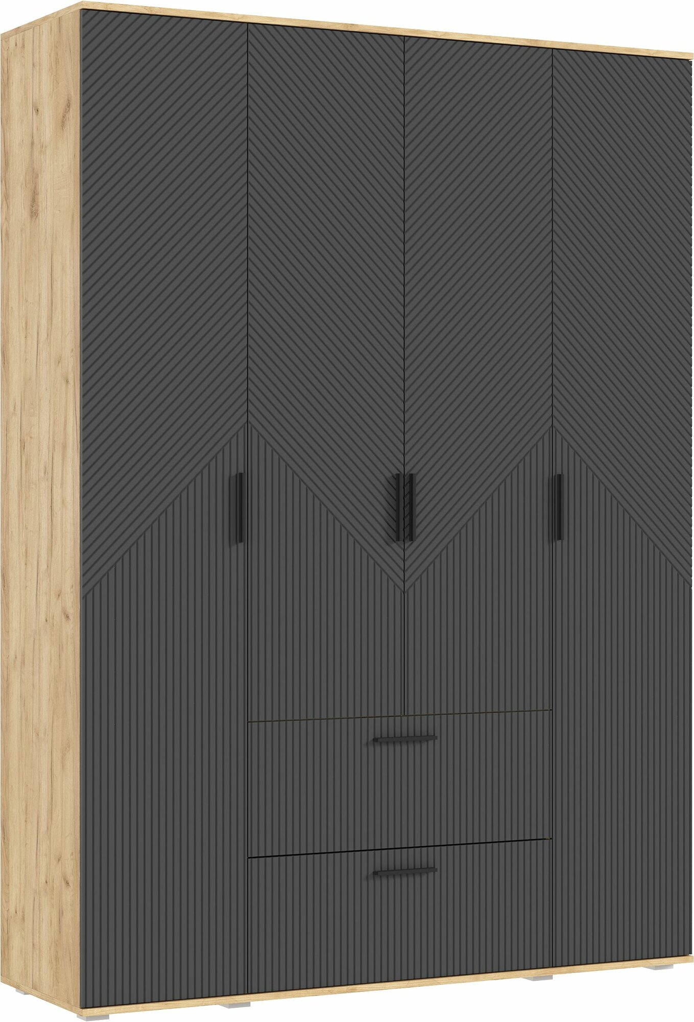 Шкаф Сильвия 4-ств. 1600х2236х510 (Браш Графит, Дуб Крафт) МИФ