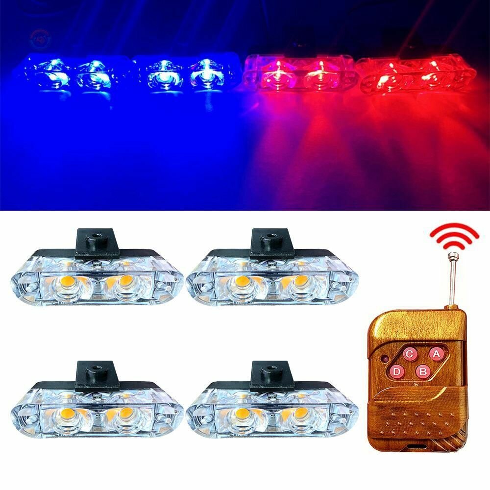 Стробоскопы светодиодные автомобильные 12В 4шт сигнальные лампы аварийного мигания с 2 LED для повышенной видимости