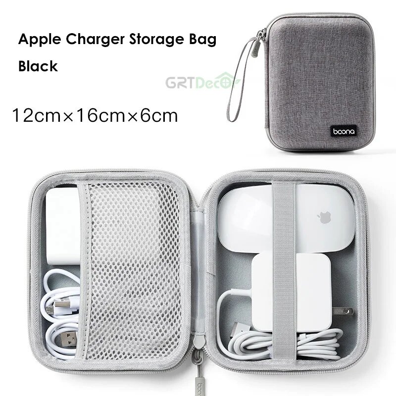Сумка для зарядных устройств Apple Boona, черная, 12x16x6 см
